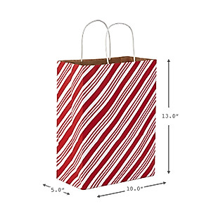 Hallmark 13" Large Gift Bag Assortment, Holiday Icons (12 Paper Gift Bags in Assorted Designs for Hanukkah or Christmas | Stripes, Polka Dots, Snowflakes, Christmas Trees)