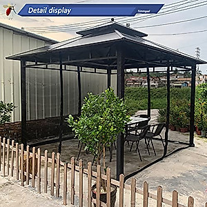 Mosquito Netting for Gazebo Canopy, Replacement Screen Walls Netting with Slip Rings, 4-Door Zipper, Easy to Install Black (Net Only) (10x10FT)