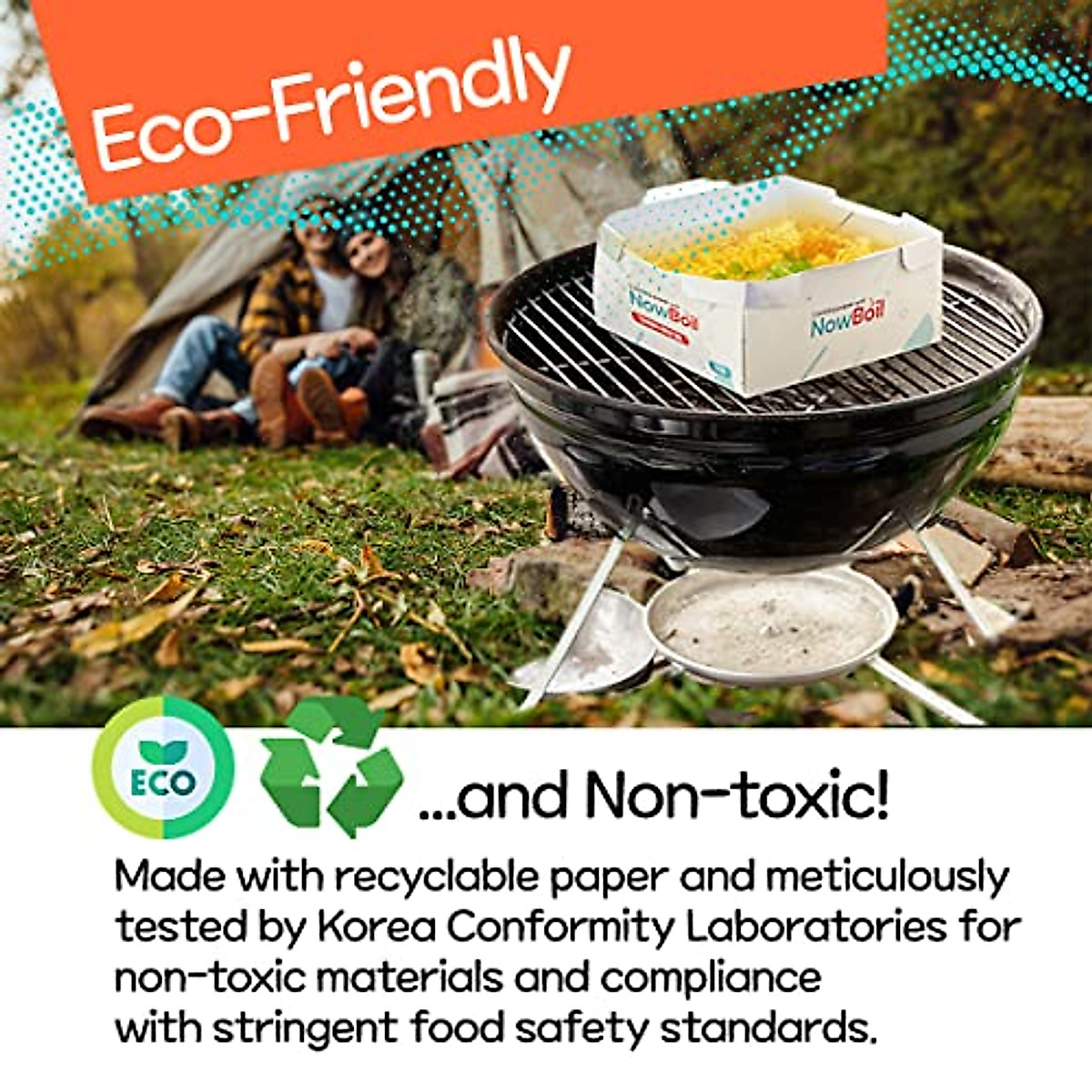 KN FLAX Portable Ice Ring Neck Cooler Cooling Tube (Black) & Paper Ramen Cooker Boiling Portable Paper Camping pot for One (12 pack with 12 side dishes) - Outdoor Camping, Fishing, Kitchen, Summer