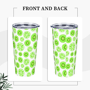 20oz Tumbler Unique Kiwifruit Print Double Wall Vacuum Insulated Coffee Mug with Lid and Metal Straw Brush Reusable Stainless Steel Water Bottle Travel Cup Gifts for Car Ice Drinks Hot Beverage