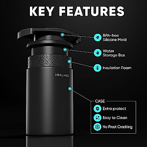 BERLINZO Premium Clear Ice Cube Maker - Whiskey Ice Ball Maker Mold Large 2 Inch - Crystal Clear Ice Maker Sphere - Clear Ice Ball Maker with Storage Bag