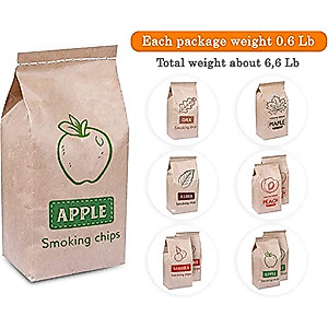 Zorestar Wood Smoking Chips for Smoker 9 pcs Variety Pack of Oak | Alder | Cherry | Apple Chips for Smoking and Grilling Plus Bonus e-Book