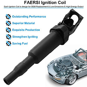 Ignition Coil Pack Set of 6 Replaces OE# 0221504470, Compatible with BMW 325i 328i 335i 525i 528i 530i 535i 545i 650i X3 X5 M5 M6 Z4 Mini Cooper and more
