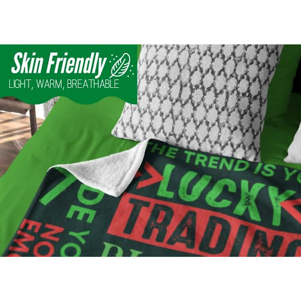 Stock Market Gifts, Lucky Trading Blanket for Men and Women, Flannel Throw Blanket for Trader, Broker, Financial Advisor, Investor, and Investment Lover (50"x 65")