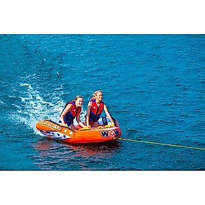 WOW Sports - Glider Inflatable Towable Tube w/ Flex Seating - 1 - 2 Riders - Perfect For Kids & Adults - Soft Top Deck Tube - Boating Accessory