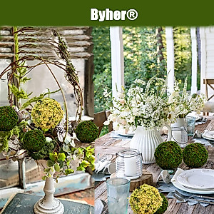 BYHER Natural Preserved Moss Hanging Ball Vase Bowl Filler for Garden, Wedding, Party Decoration (3.5"(6 Pack), Green)