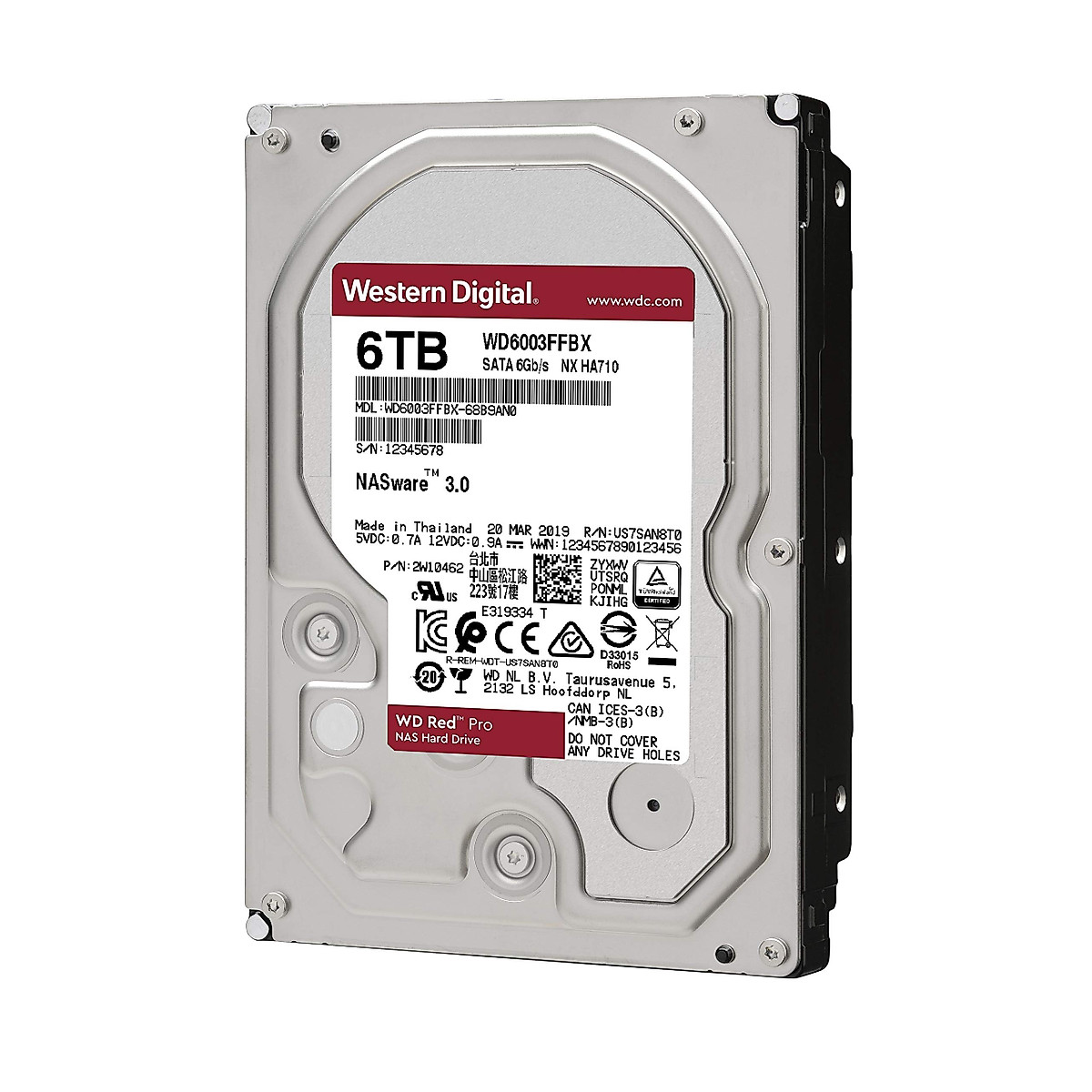 WD Red Pro 6TB NAS Internal Hard Drive - 7200 RPM Class, SATA 6 Gb/s, 256 MB Cache, 3.5" - WD6003FFBX (Renewed)