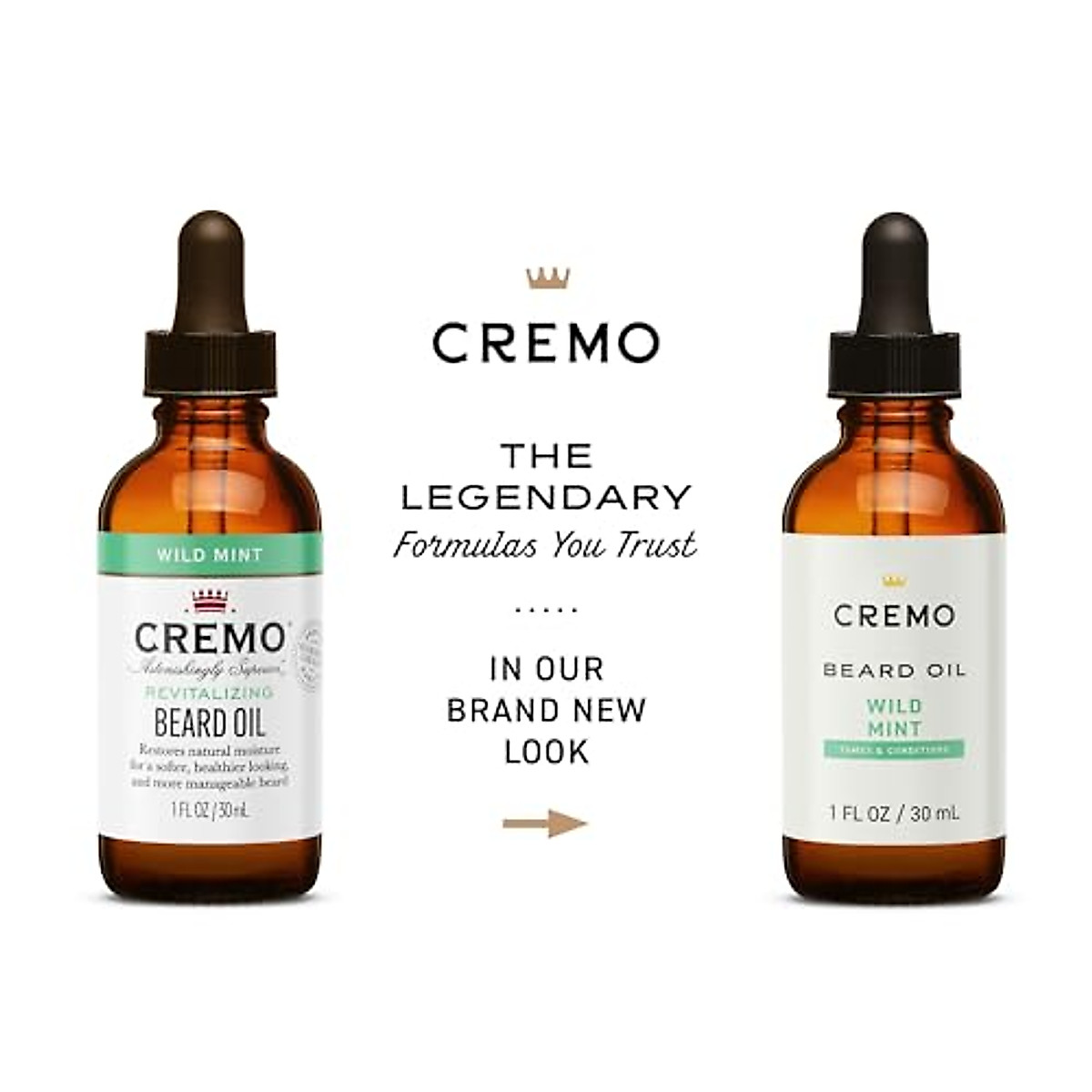 Cremo Beard Oil, Revitalizing Wild Mint, 1 fl oz - Restore Natural Moisture and Soften Your Beard To Help Relieve Beard Itch