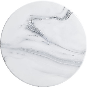 42" Round Dining Table for 4, White Tulip Table,Mid-Century Modern Circle Table with Faux Printed Marble Top and Metal Cross Legs for Home and Kitchen Small Space