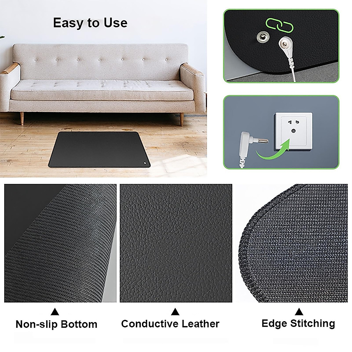 BSKJMMP Grounding Pads for Feet 24'' x 35" Grounding Mat Earth Connected Therapy Mat for Working Relaxing Earth Grounding Sheet for Bed Desk
