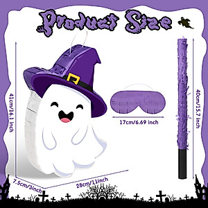 Aoriher Halloween Ghost Piñata Ghost Piñata with Stick Blindfold Set White Ghost Piñata Halloween Mexican Piñatas for Halloween Birthday Party Game Supplies Decoration