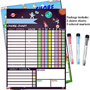 Maidston Enlarged Magnetic Chores Chart for Kids Multiple Behavior at Home Dry Erase Chore with 3 Color Markers Responsibility Reward Adults Family School Supplies