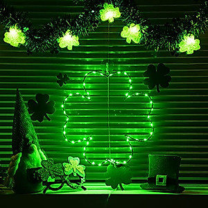 2 Pack St Patrick's Day Four-leaf Clover Window Lights,8 Modes LED Silhouette Lights USB Powered with Hooks, Lighted St Patrick's Day Decorations for Window Wall Indoor Outdoor Party,11inch