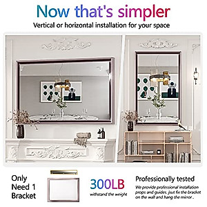 Vosuja 48 x 30 Inch Bathroom Mirrors for Vanity, Rose Gold Wall Mirror, Modern Wall Mounted Mirror for Bathroom, Rectangluar Right Angle Metal Framed Mirror (Horizontal/Vertical)