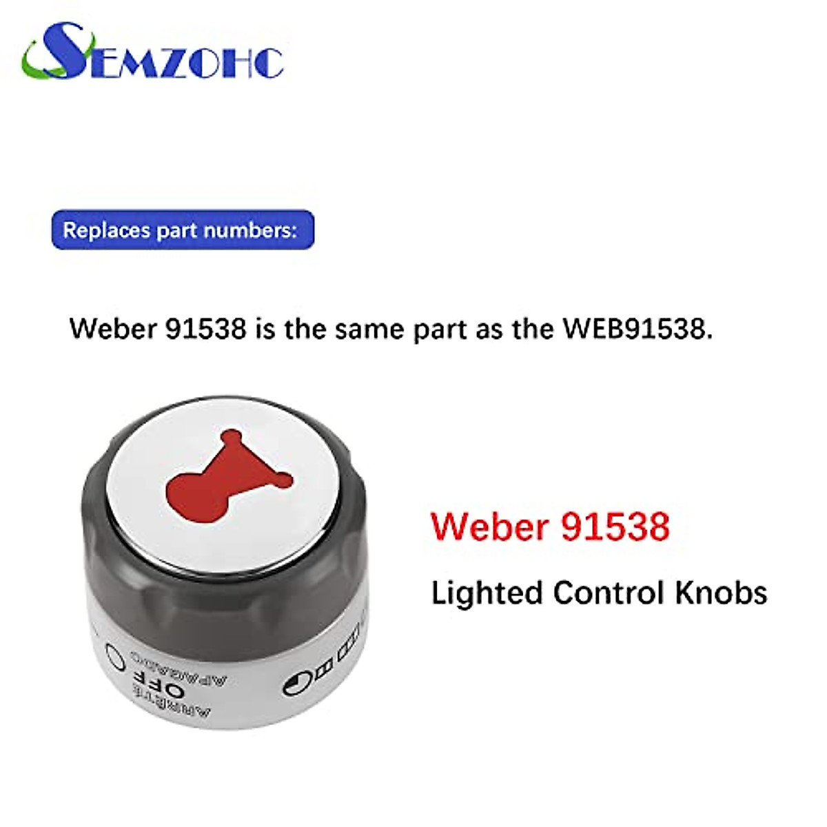 Weber Grill Light Control Knobs, Weber 91538 2 Pack of Outdoor BBQ Grill knobs fit for Weber Gas Grill E-470, E-670, S-460, S-470, S-660, S-670