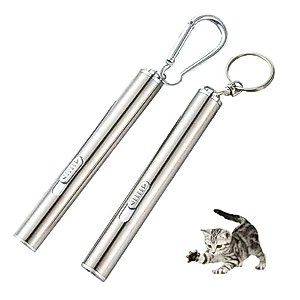 LOZZBY Cat and Dog Toys 2PCS Red Light Interactive Toy for Indoor Kitten Tease AAA Battery Carabiner
