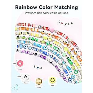 ARTDOT 5342 PCS Clay Beads for Friendship Bracelets Making Kit, 24 Rainbow Colors Jewelry Making Supplies Heishi Beads with Elastic String and Organizer Gifts for Teen Girls Ages 6 7 8 9 10 11 12