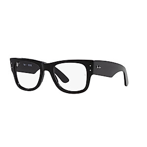 Ray-Ban RX0840V Mega Wayfarer Square Prescription Eyewear Frames, Black/Demo Lens, 51 mm