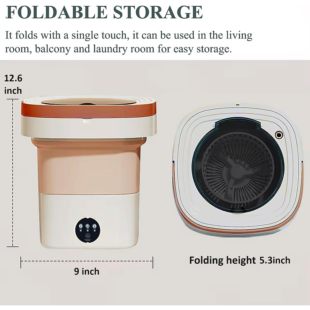 WILDROME- Portable washing machine and dryer -small washing machine mini -9L- portable collapsible washing machine - Foldable Mini Washing Machine for baby Clothes- portable washer for apartments
