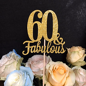 10-Pack Double Sided Rose Gold Fabulous and 60th Birthday Centerpieces for Tables, Number 60 Centerpiece Sticks, 60th Birthday Table Decorations for Women Men (Double Sided Giltter) (Sided Gold)