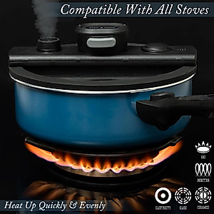 Moss & Stone 2.3 Quart Micro Pressure Cookware with Detachable Handle And One-Hand Operating Glass Lid, Pressure Canner Stovetop & Induction Cookware, Micro-Pressure Cooking Pot Nonstick