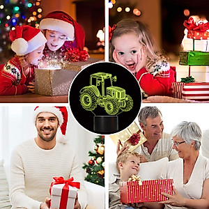 FULLOSUN 3D Illusion Lamp, Tractor Car 3D Night Light for Kids with 16 Colors Changing Remote Control, Bedroom Decor Creative Birthday Gifts for Boys Kids Baby