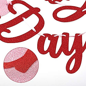 Galentine's Day Banner, Happy Galentines Day Garland Sign, Pink Red Heart Banners Decor Decoration Galentines Day Party Supplies