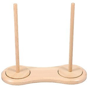 Double Wooden Yarn Holder for Crocheting, Rotatable Wooden Yarn Ball Holder Dispenser for Knitting, Revolving Yarn Ball Stand, Yarn Spindle Dispenser with Crochet Accessories for Knitting Embroidery