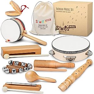 Stoie’s International Wooden Music Set - Toddler Musical Instruments for Kids Ages 5-9 Montessori Baby Musical Instruments for Toddlers 3-5 Kids Musical Instruments Toys Music
