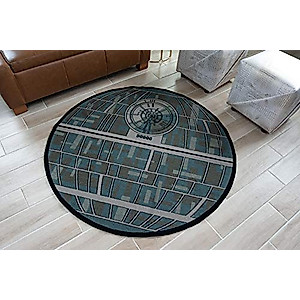 Ukonic Star Wars Galactic Empire Death Star Area Rug | 52-Inch Round Floor Rug