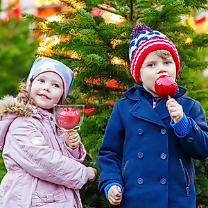 Anglecai 24Pcs Candy Apple Bamboo Stick Kit, 24P Bling Stick for Apple Rhinestone Wooden Skewers, with 24P Bags, 1P 25 Yard Glitter Ribbon, Bling Stick for Caramel Apple Lollipop Crispy Treat