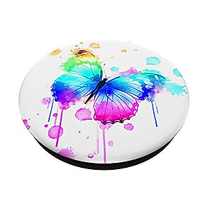 Multicolored design of Rainbow coloured butterfly PopSockets Swappable PopGrip