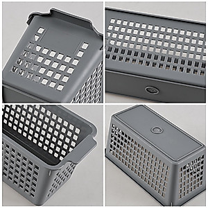 Jnktka 6-Pack Plastic Storage Baskets, Small Pantry Basket Bins Organizer, Grey