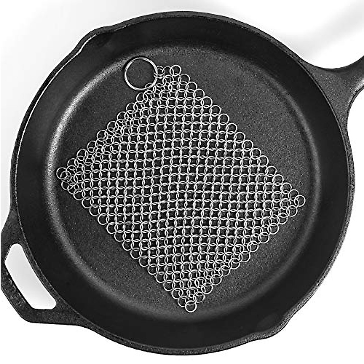 Ationgle 8"x6" Stainless Steel Cast Iron Cleaner 316L Chainmail Scrubber for Cast Iron Pan Pre-Seasoned Pan Dutch Ovens Waffle Iron Pans…