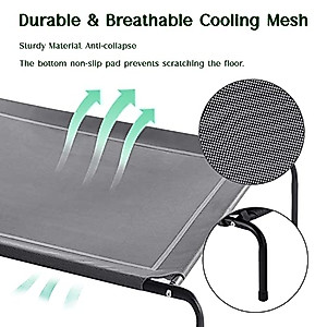 WESTERN HOME Elevated Dog Bed Cot, Chew Proof Raised Outdoor Dog Bed with Bolster for Extra Large Dogs, Portable Cooling Pet Cot with Breathable Mesh, Skid-Resistant Feet, Grey, 48.25 inches