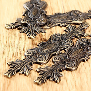 dophee 4 Pack Retro Decorative Corners Bracket, Antique Bronze Applique Furniture Chest Case Wooden Box Feet Leg Corner Protector Guard Furniture Fittings with Mounting Nails, 100x23mm/3.94"x0.91"