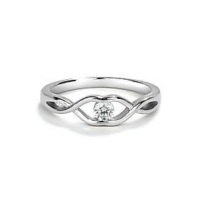 Sterling Silver Dainty Baby Ring with April CZ Simulated Birthstone (Size 2)