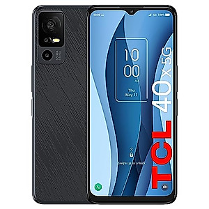 TCL 40 X 5G Unlocked Phone, 6.56 Inch HD+ Display Smartphone, 5000 mAh Cell Phone, 50MP Main Camera, Android 13, 4GB + 64GB Mobile Phone, U.S. Version, Starlight Black