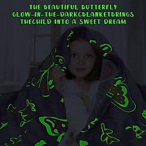 Gdindff Glow in The Dark Blanket Butterfly Gifts Toys for Girls Women Butterfly Blankets for Birthday Gifts for Kids