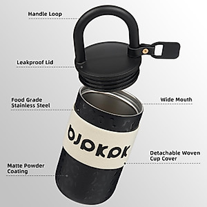 BJPKPK 13oz Insulated Tumbler With Lid And Handle Stainless Steel Travel Mug Loop Coffee Tumbler Cups,Black Leopard