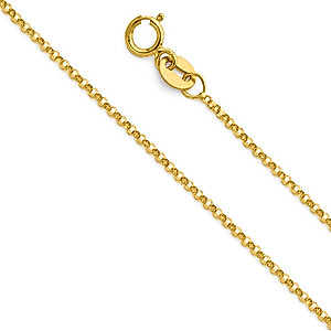 PRECIOUS STARS 14k Yellow Gold Diamond-cut Cursive Letter Initial 'K' Pendant with 1.2mm Rolo chain