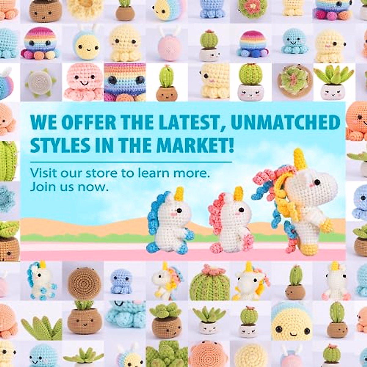 Crochetta Crochet Kit for Beginners, Amigurumi Crocheting Animals Kits w Step-by-Step Video Tutorials, Knitting Starter Pack for Adults and Kids, Jumbo 3 Unicorn Familly (40%+ Yarn Content)