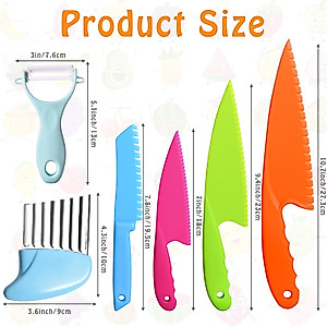 CKKAPTURE 6Pcs Plastic Knives, Knife for Kids, Kids Knife for Chopping, Kitchen Knives Child Safety Knife in 4 Sizes and Plastic Cutting Board/Paring Knife for Vegetables Fruits Salad