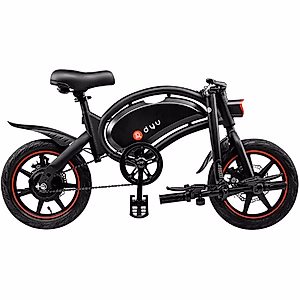 DYU Electric Bike for Adults Teens, D3F 14" Folding Electric Bicycle,Commuter City E-Bike with 250W Motor and 36V 10AH Lithium-Ion Battery,37-40miles Travel Range