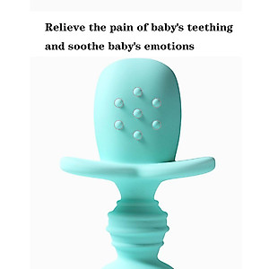 Baby Silicone Training Equipment Toddler Spoon Baby Led Weaning Stage 1 (2 Pieces) Spoons for Stage 1 for 6mos+ Anti Choke Barrier BPA Free (Sakura Pink)