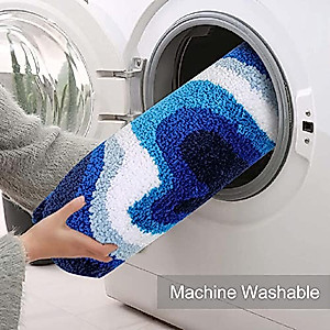 Seavish Cute Cloud Bathroom Rugs Non Slip Washable Soft Shag Novelty 2'x3' Area Rug Blue White Abstract Bath Shower Mat Kids Nursery Rug Door Mat Entryway Rug Room Decor for Bedroom Playroom Restroom