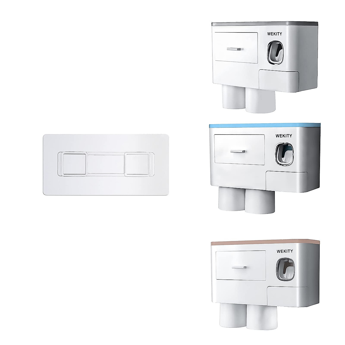 Wekity Toothbrush Holder Wall Adhesives, Wall-Mounted Sticker for Multi-Functional Space-Saving Toothbrush Holder with Toothpaste Dispenser (Wall Stickers, 2 PCS)…