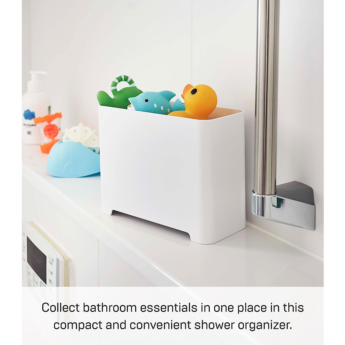 Yamazaki Home Bathroom Storage Organizer Self-Draining Corner Shower Caddy for Shampoo Soap or Cleaning Supplies | ABS Plastic, One Size, White