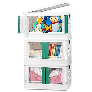 Rula Storage Bins, Storage Bins with Lids, 45 Qt Plastic Storage Containers with Double Door & Wheels for Closet Organizer, 3 Pack
