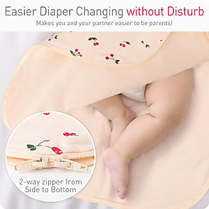 Transitional Swaddle Sack with Arms Up Length Sleeves and Mitten Cuffs, Self-Soothing Sleeping Bag 2 Ways Zipper, Wearable Swaddling Blanket for Newborns Baby Boys Girls Snug Fit Calms Startle Reflex